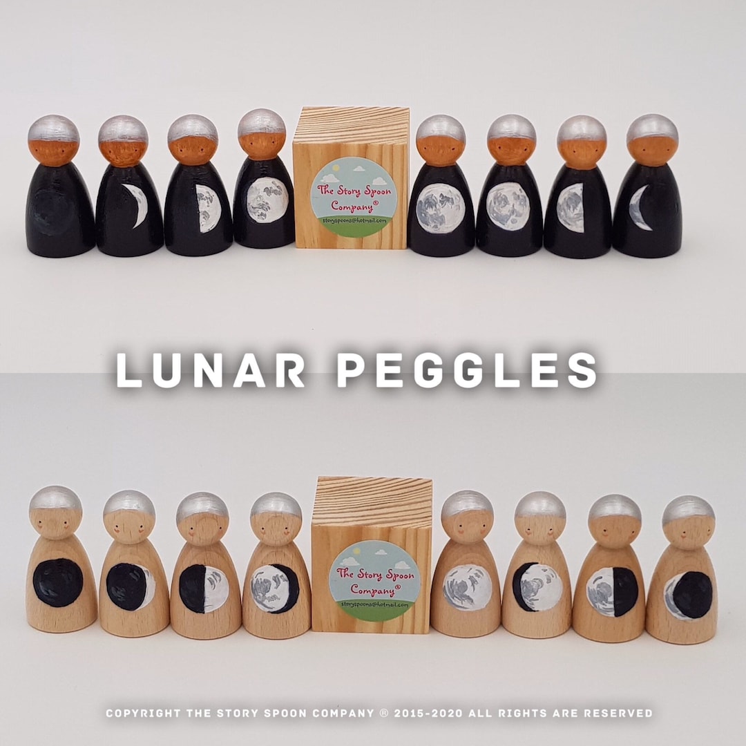 Lunar Peggles - Moon - Lunar Phases - Space - Solar System - Peg Dolls ...