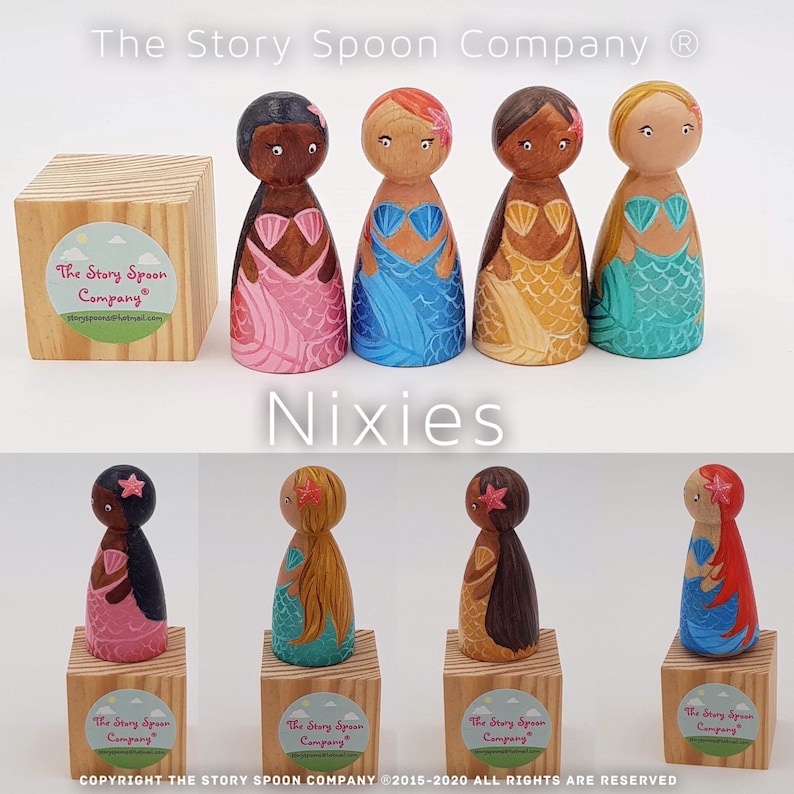 Nixies. Mermaid Peg Dolls. Merfolk. Mermaid. Fairies. Montessori ...