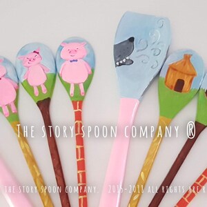 Story Spoons. the Three Little Pigs. Wooden Toy. Fairytale. Traditional ...