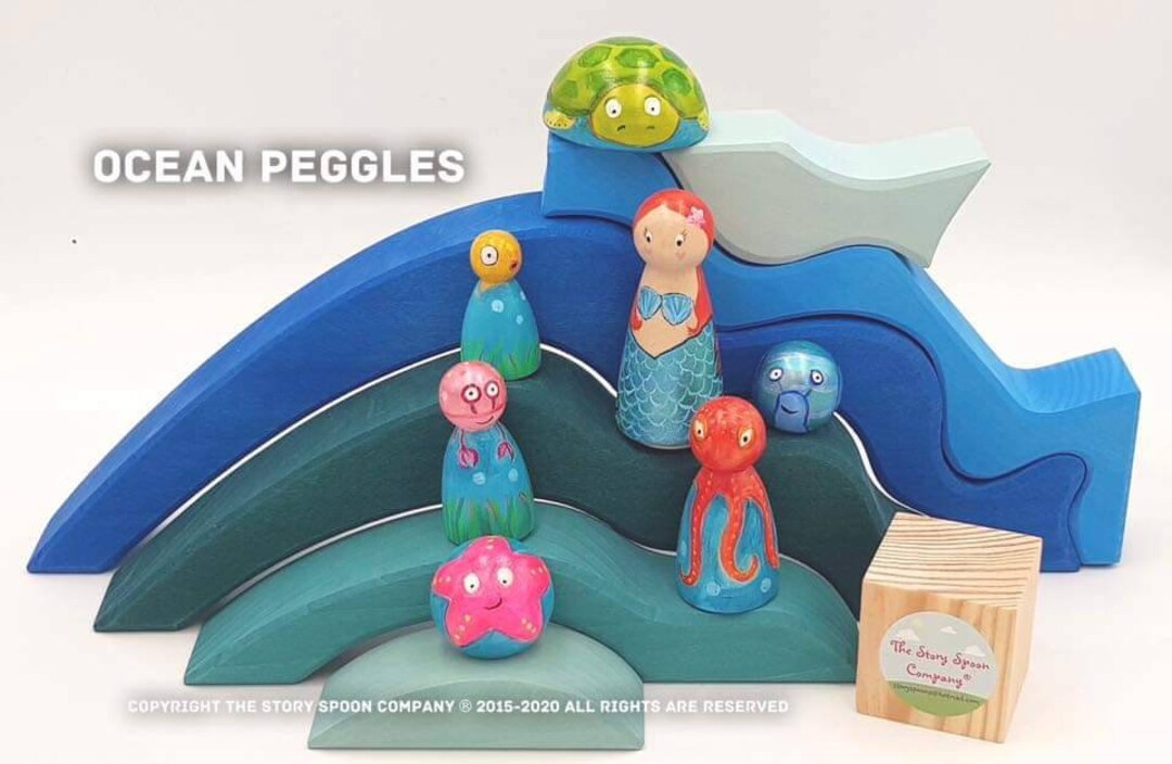 Ocean Peggles. Mermaid, Sea Creatures. Small World. Wooden Toy. Waldorf ...