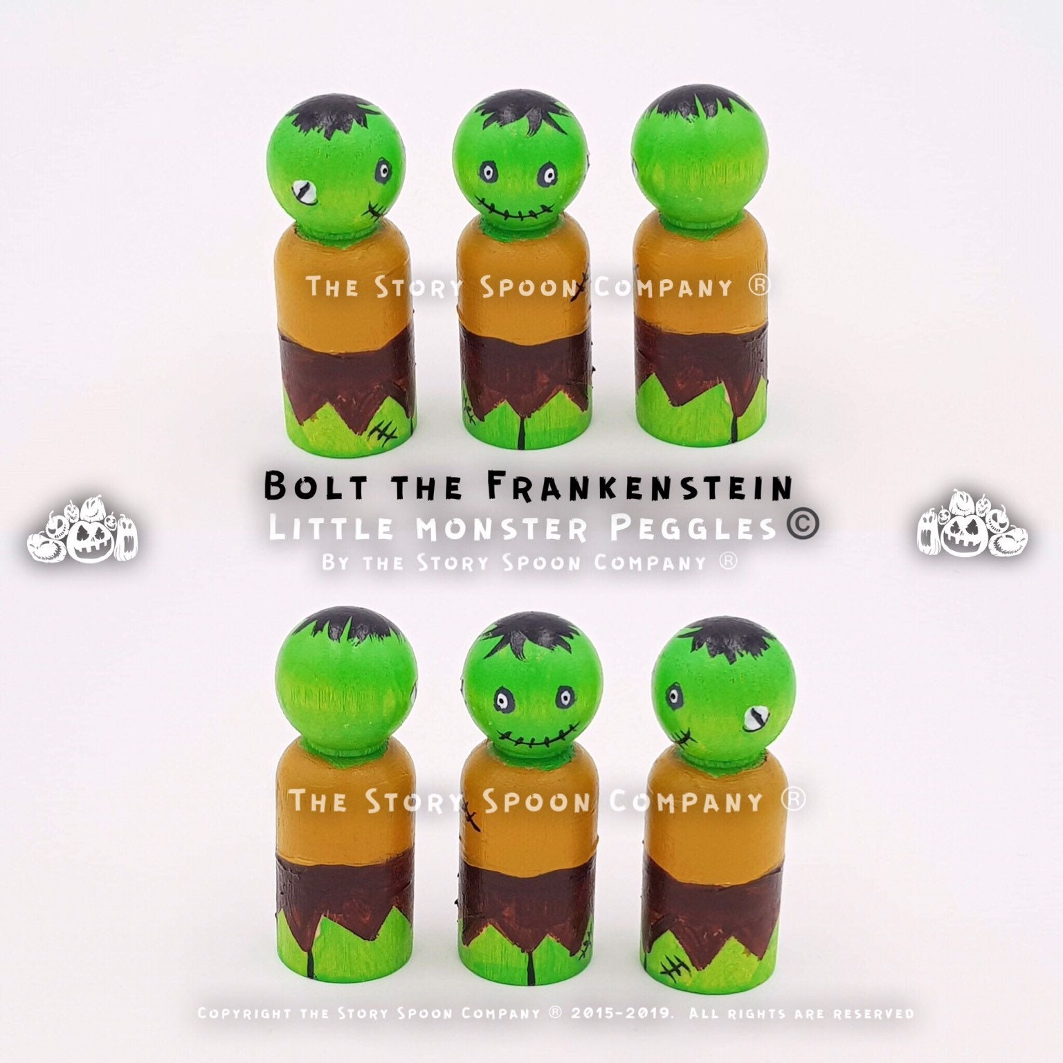 Halloween Peg Dolls - Witch, Mummy, Frankenstein, Vampire, Jack O ...
