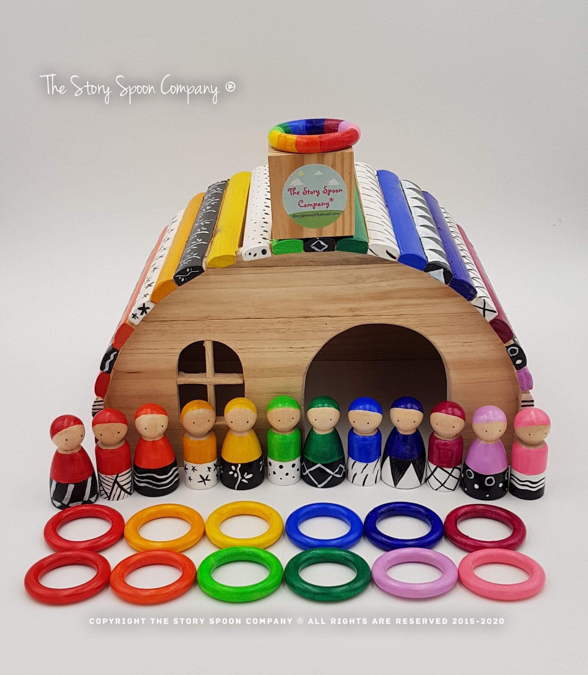 Rainbow Peg People monochrome. Peg Dolls Small World Grimm | Etsy