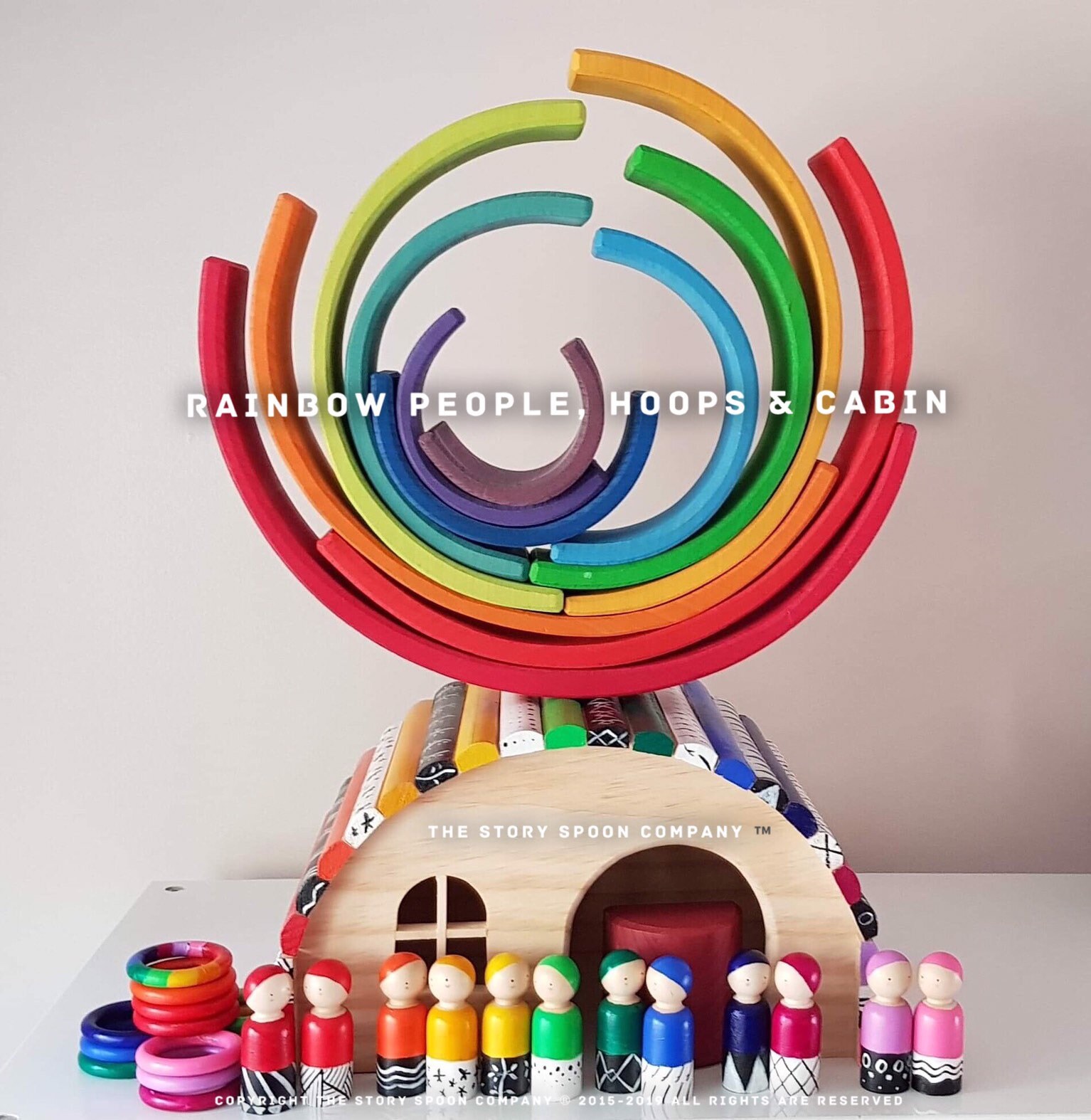 Rainbow Peg People monochrome. Peg Dolls Small World Grimm | Etsy