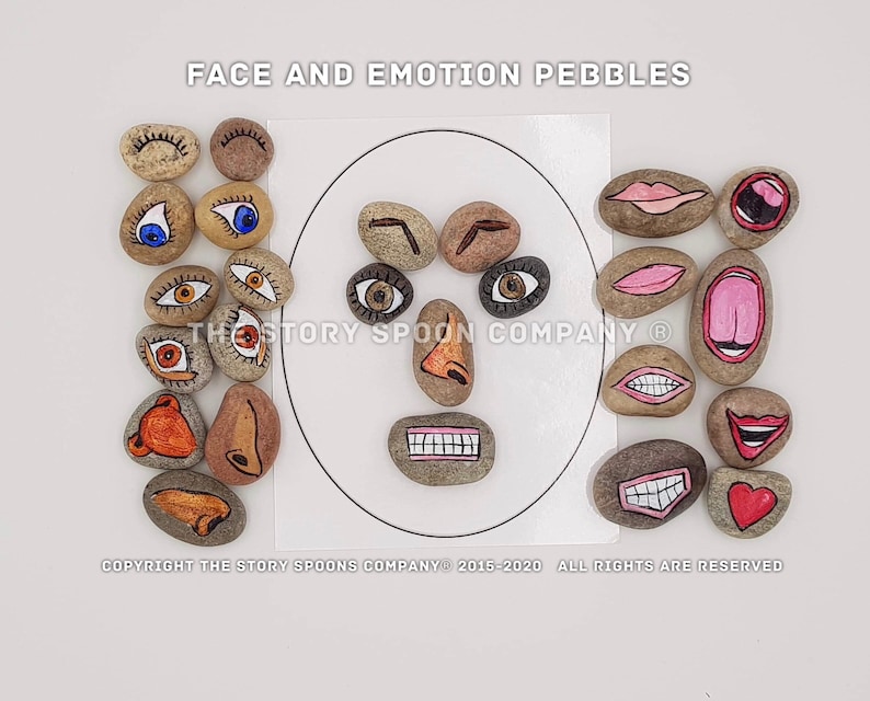 Face & Emotion Stones emotional happy sad confused | Etsy