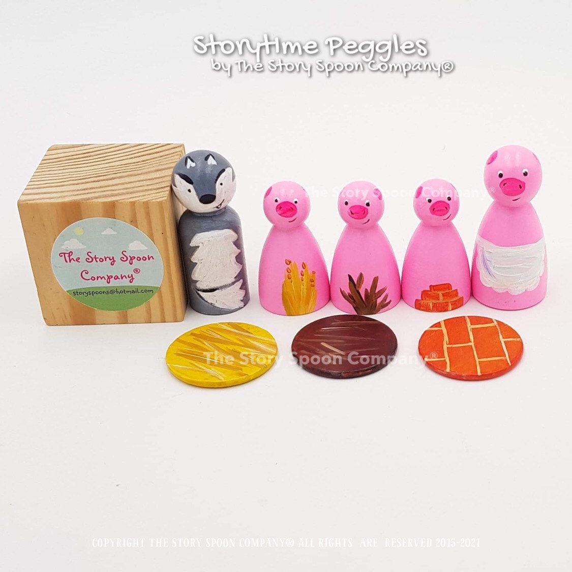 Three Little Pig Pegs Small World Childrens Wooden Toy | Etsy