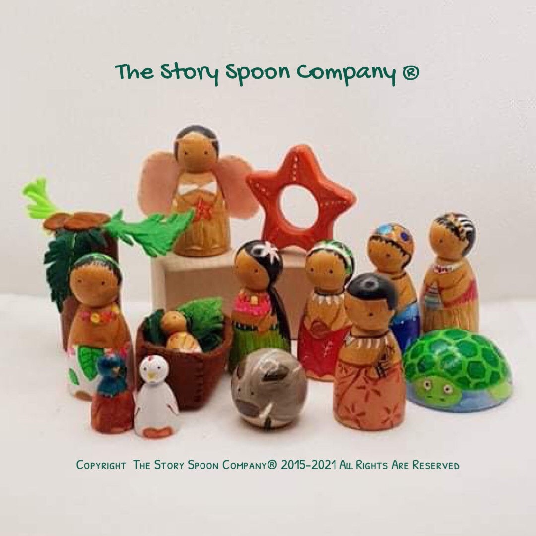 Hawaiian Nativity Set. Family. Present. Gift. Christmas. Chrstian ...