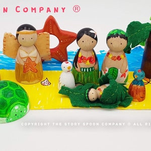 Hawaiian Nativity Set. Family. Present. Gift. Christmas. Chrstian ...
