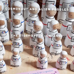 Cosmic Peggles. Astronaut. Alien. Cosmonaut. Peg Doll. Wooden Toy. # ...