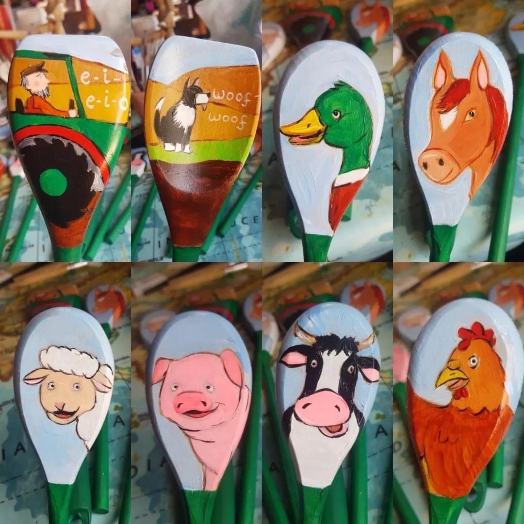 Old Macdonald Story Rhyme Spoons Small World Childrens Wooden Toy ...