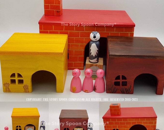 Hand Painted Three Little Pigs Stacking Nesting Doll Set - Etsy