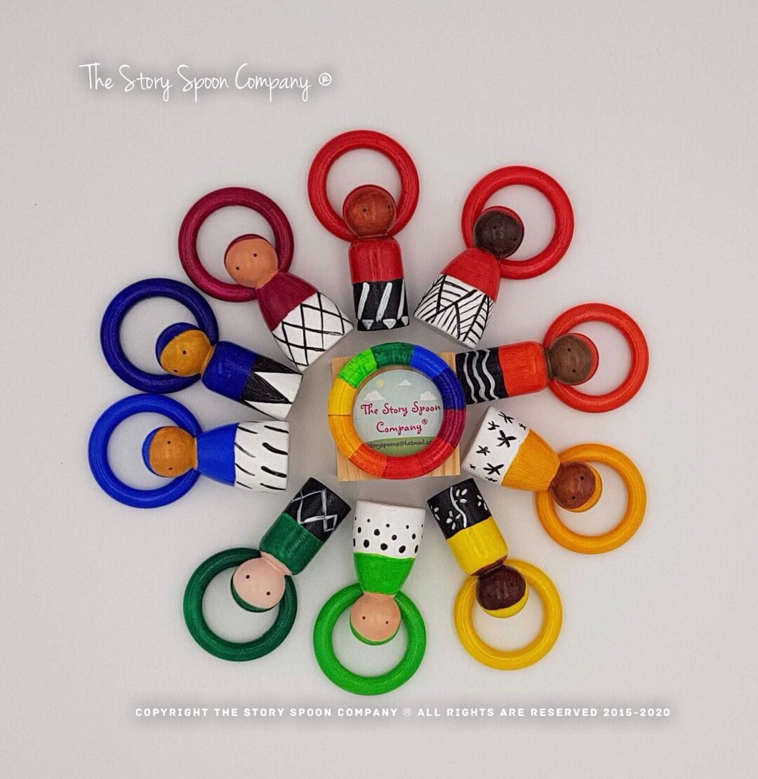 Rainbow Peg People, Monochrome. Peg Dolls, Small World, Grimm ...