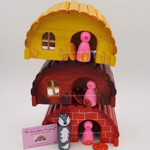 Storytime Props. Three Little Pig Houses. 3 Little Pigs. Houses. Wooden ...