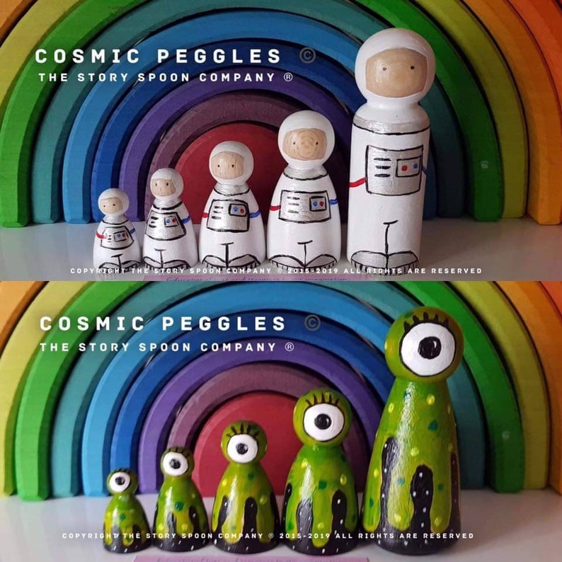 Cosmic Peggles. Astronaut. Alien. Cosmonaut. Peg Doll. Wooden - Etsy UK