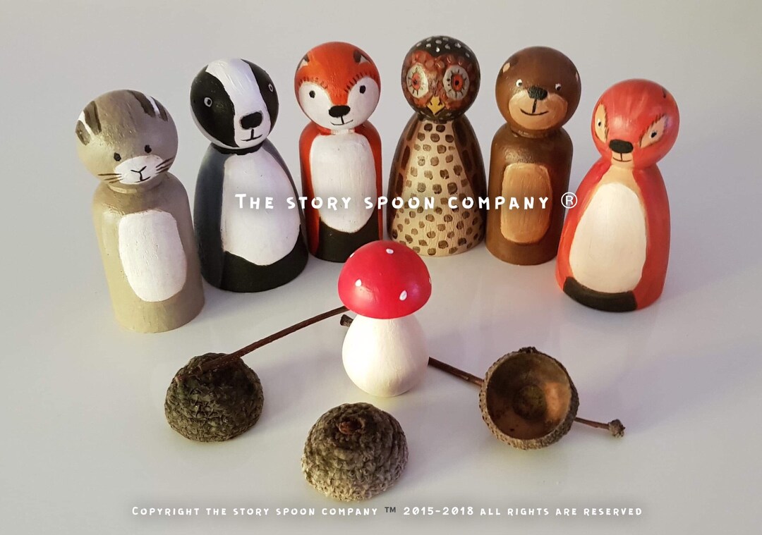 Acorn Wood Animal Peg Friends - Woodland - Creatures - Peg Dolls - Fox ...