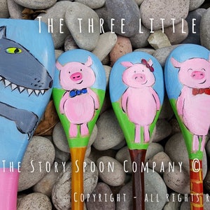 Story Spoons. the Three Little Pigs. Wooden Toy. Fairytale. Traditional ...
