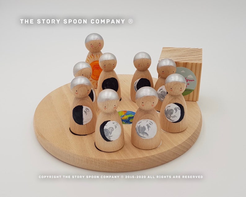 Discovery Play Base - Moon - Lunar Phases - Sun - Peg Dolls - Wooden ...