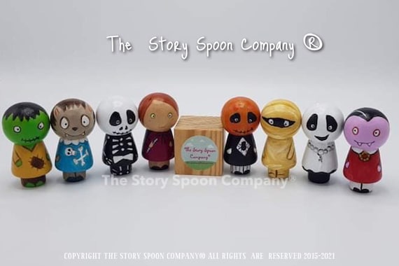 Halloween Peg Dolls Witch Mummy Frankenstein Vampire | Etsy