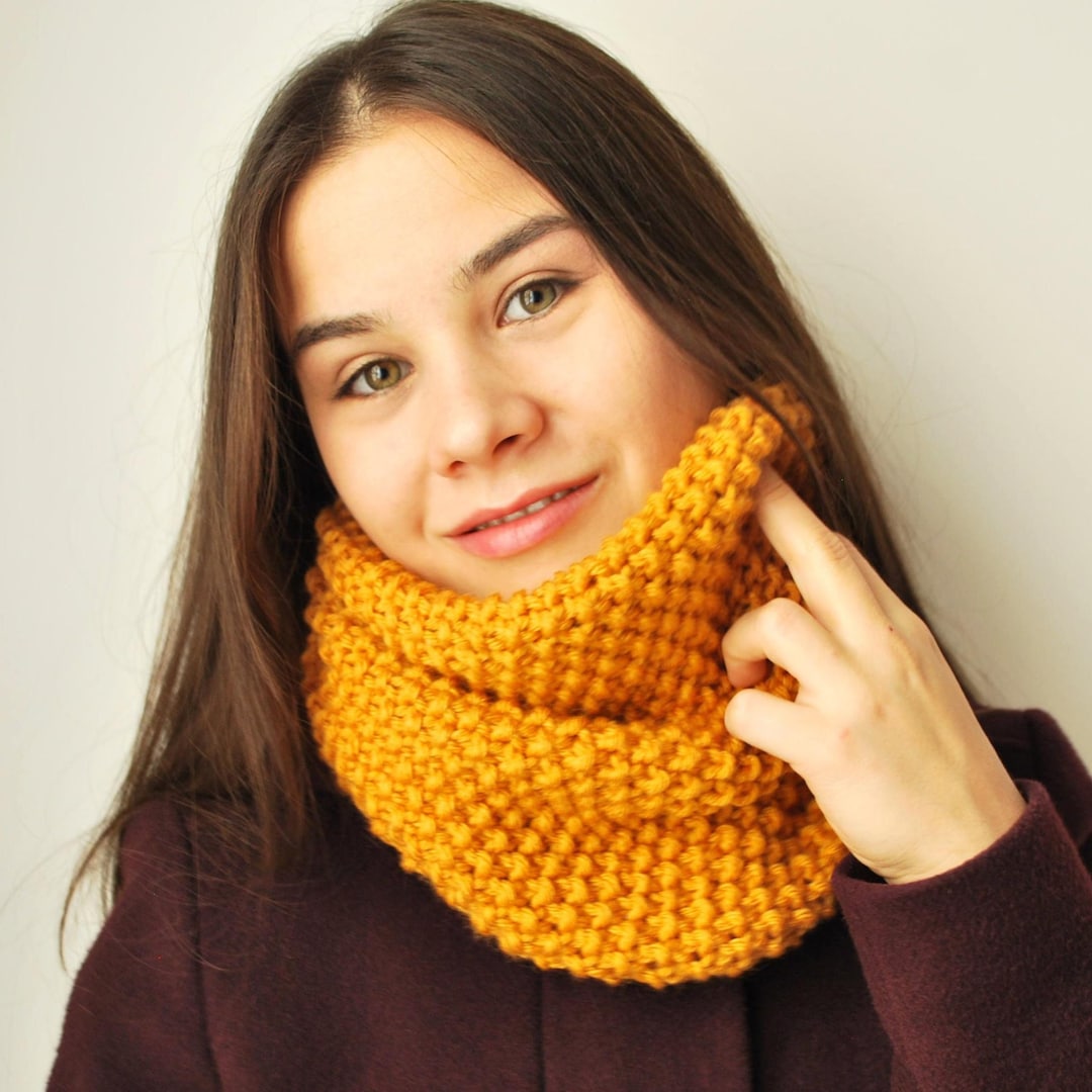 SCARF - Women's Mustard Yellow Winter Scarf/ Cozy Infinity Scarf/ Wool ...