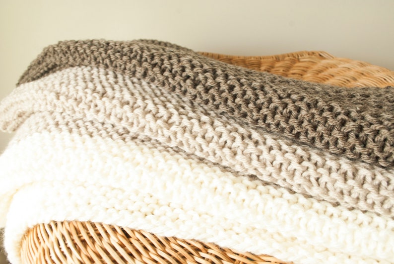 3 Colors Blanket Knitting PATTERN Simple Beginner Blanket - Etsy