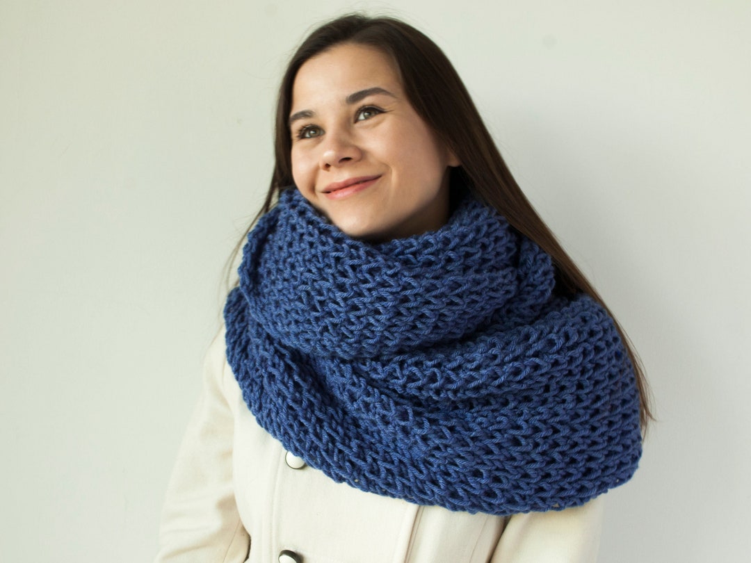 Giant Chunky Knit Wool Scarf: Hooded Cowl Head Wrap - Etsy