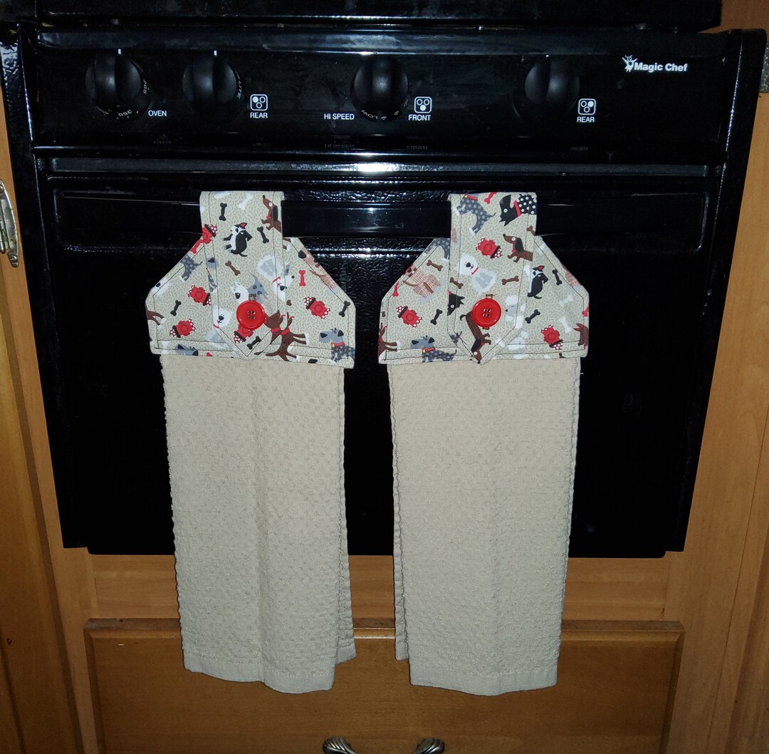 Stay Put Towel/oven Door Kitchen Towel/reusable Hand Towel/button ...