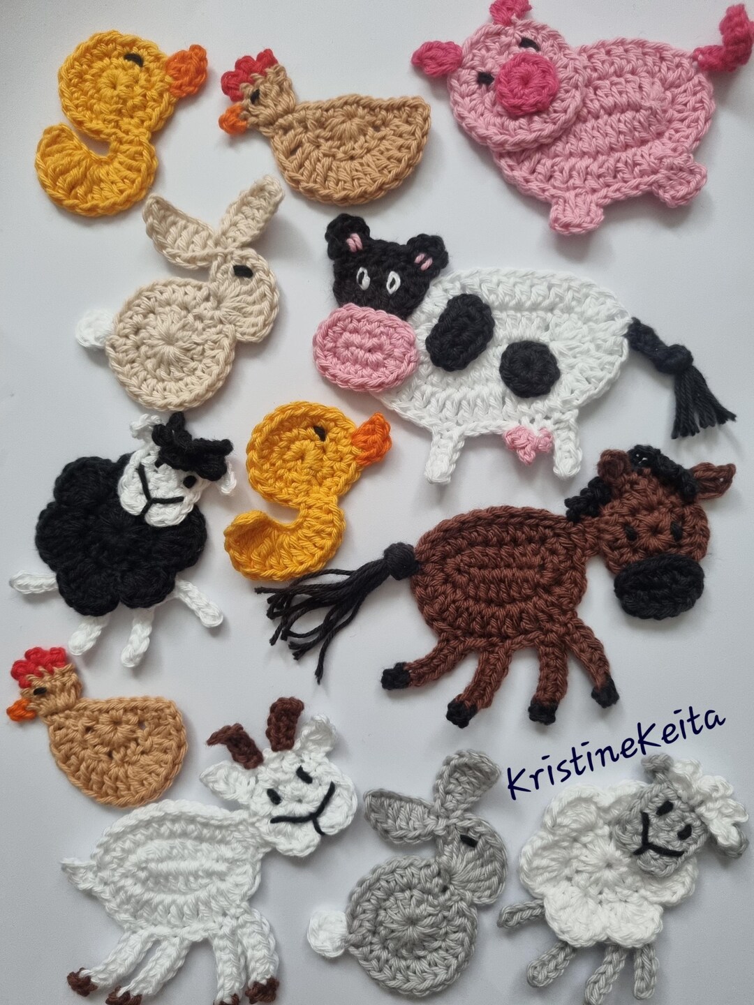 Crochet Farm Animal Appliques,cow Applique,goat Applique,card Making ...