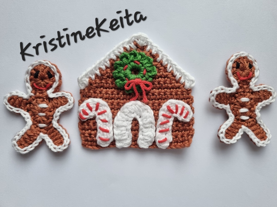 Gingerbread House Applique,crochet Christmas Appliques,gingerbread ...