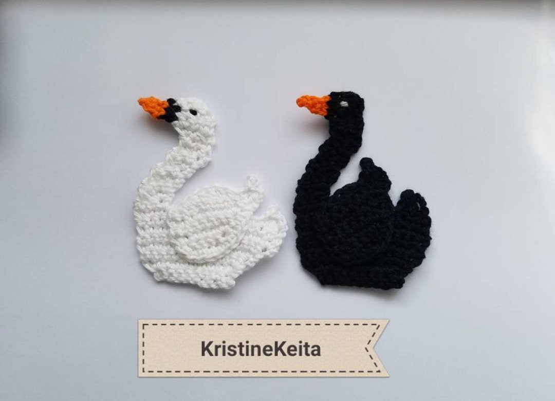 Crochet Swan Applique,embellishments,scrapbook,sewing,swan Motif,cotton ...