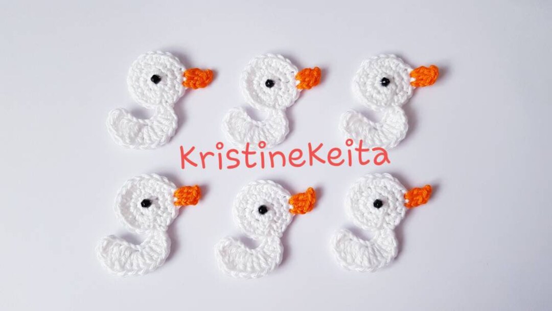 6 Crochet Duck Appliques,duck Embellishments,scrapbook,sewing,duck ...