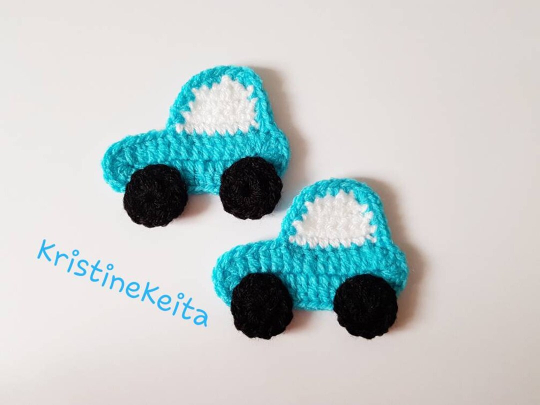 2 Crochet Car Appliques,car Applique,blue Car,car Motif,embellishment ...