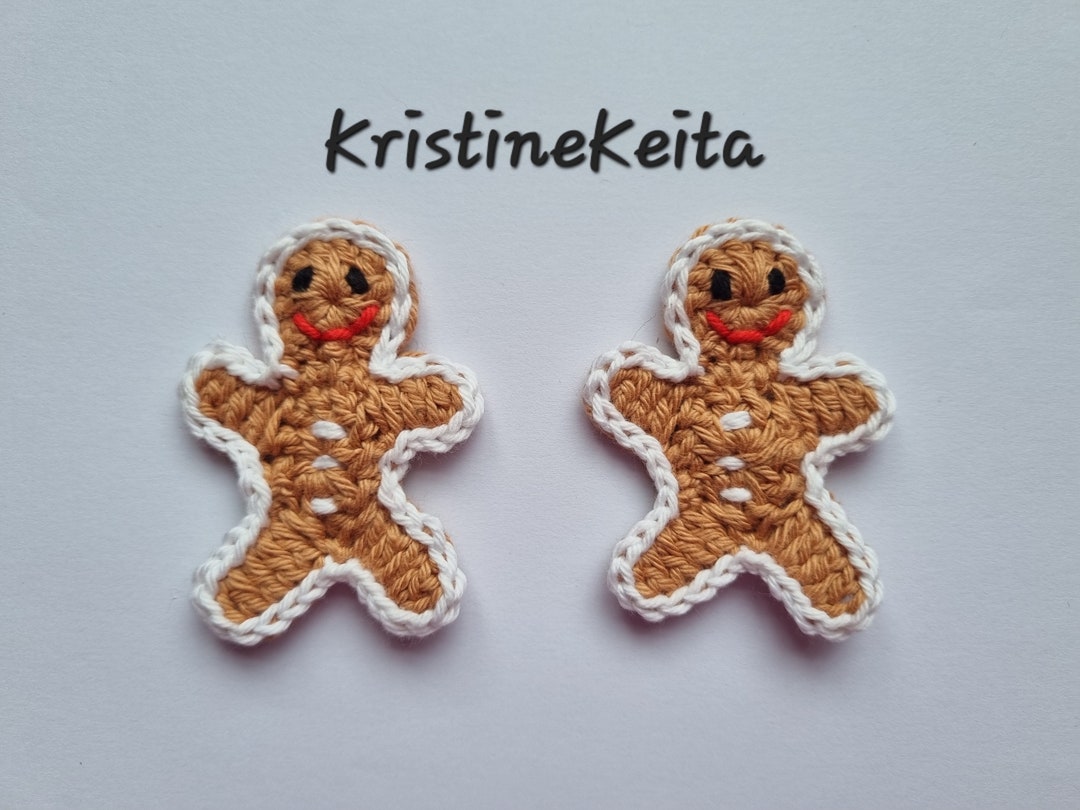 Gingerbread Men Appliques,crochet Christmas Appliques,gingerbread Man ...