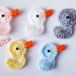 1 Crochet Duck Applique,duck Embellishments,scrapbook,sewing,duck ...