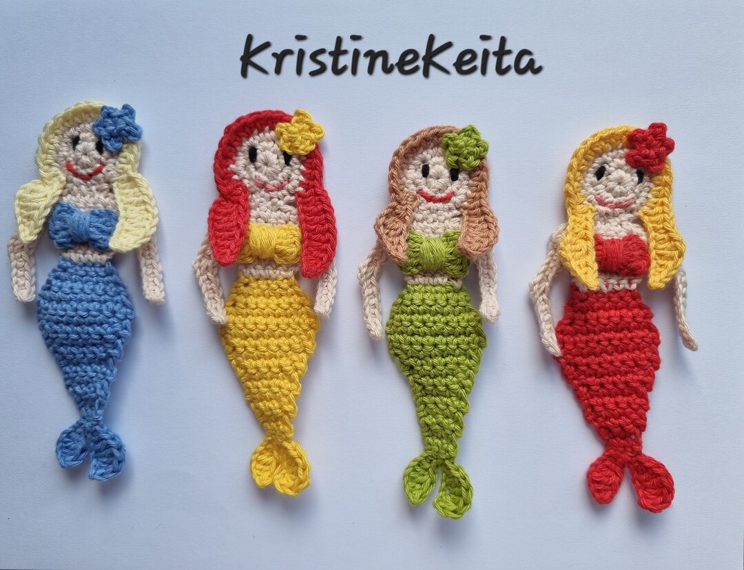 Crochet Mermaid Applique,sea Life Applique,underwater Motif ...