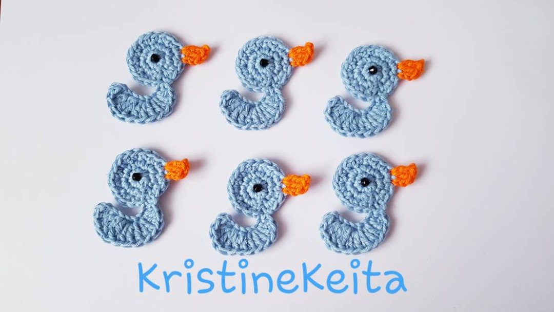 6 Crochet Duck Appliques,duck Embellishments,scrapbook,sewing,duck ...