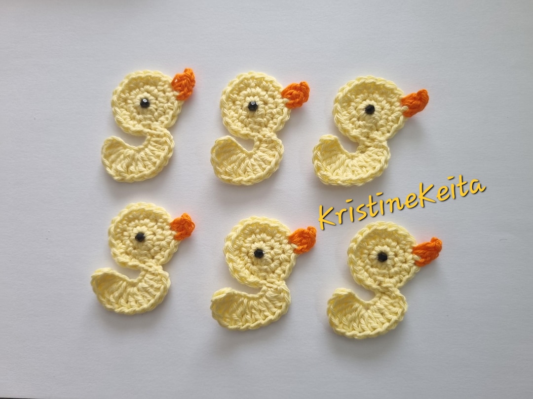 6 Crochet Duck Appliques,duck Embellishments,scrapbook,sewing,duck ...