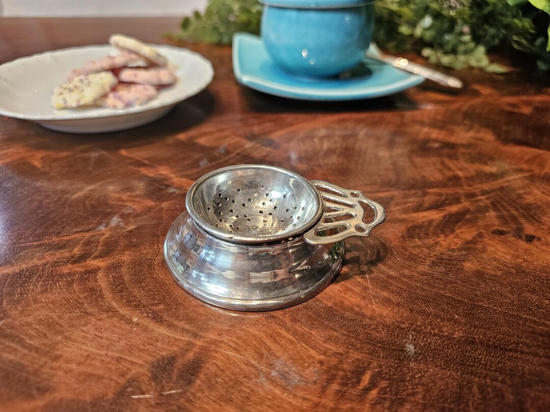 Silver Vintage Strainer With Matching Holder Base. Versatile Handle ...