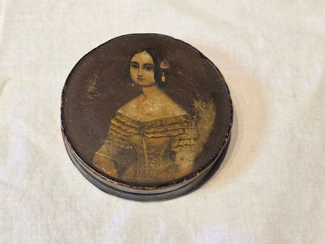 Dutch Snuff Box. 1700's Papier Mâché. Hand Painted Portrait of a Woman ...