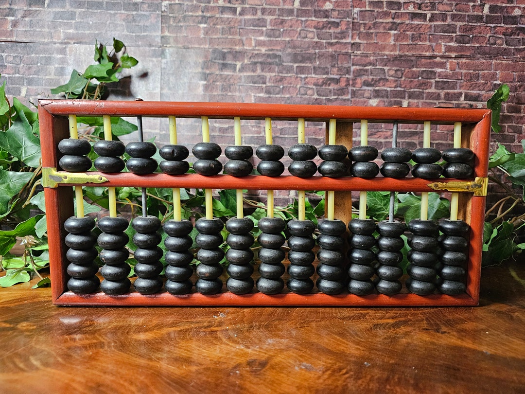 Vintage Large Chinese Abacus. Suanpan With Original Red Paint. Wood ...