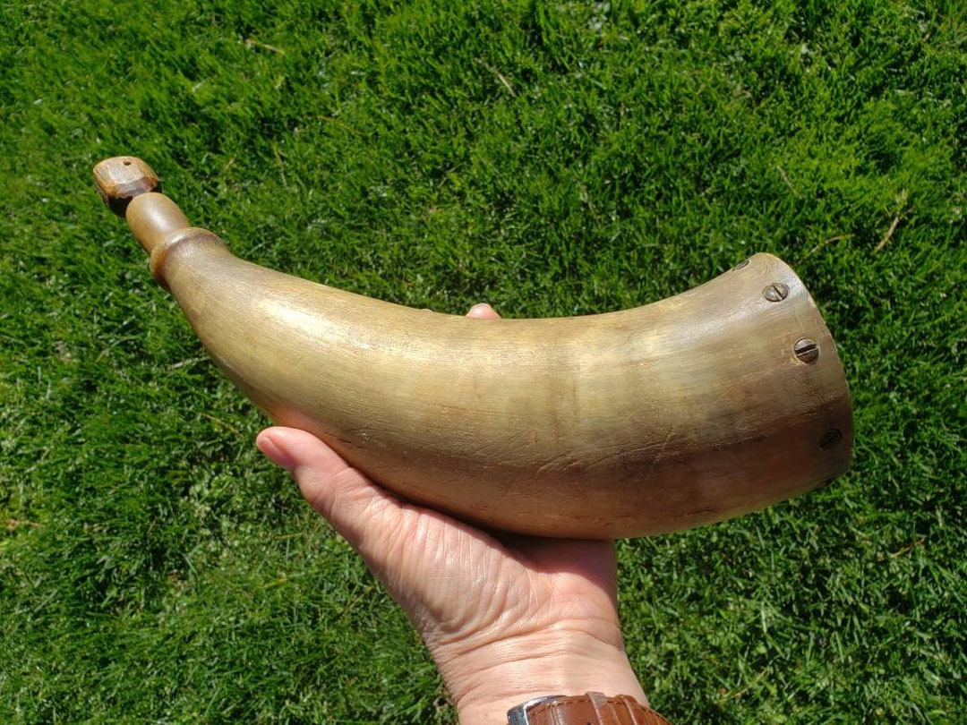 Antique Black Powder Horn. No Cracks. No Chips. Gunpowder. Ships FREE ...