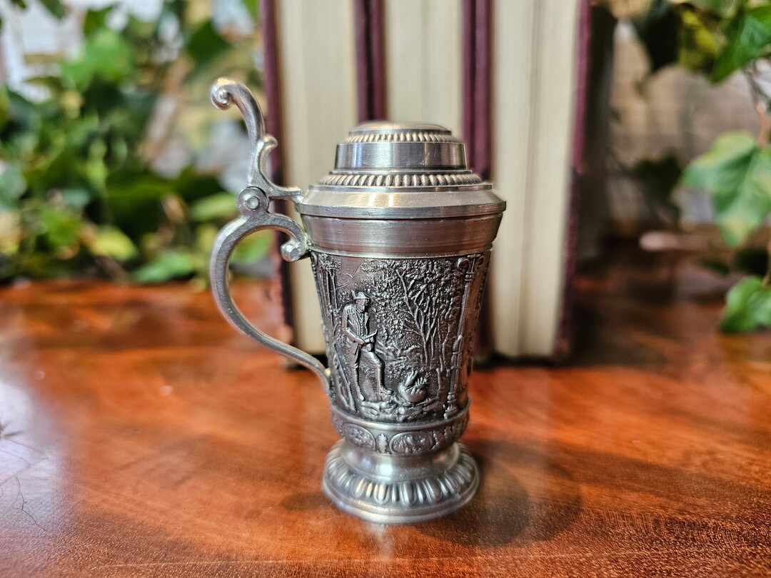 German Vintage Pewter Mini Stein. Called Marksman Hunter. by SKS. Bas ...