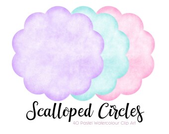 Scalloped Circles Pastel Clip Art Commercial Use, Instant Download ...