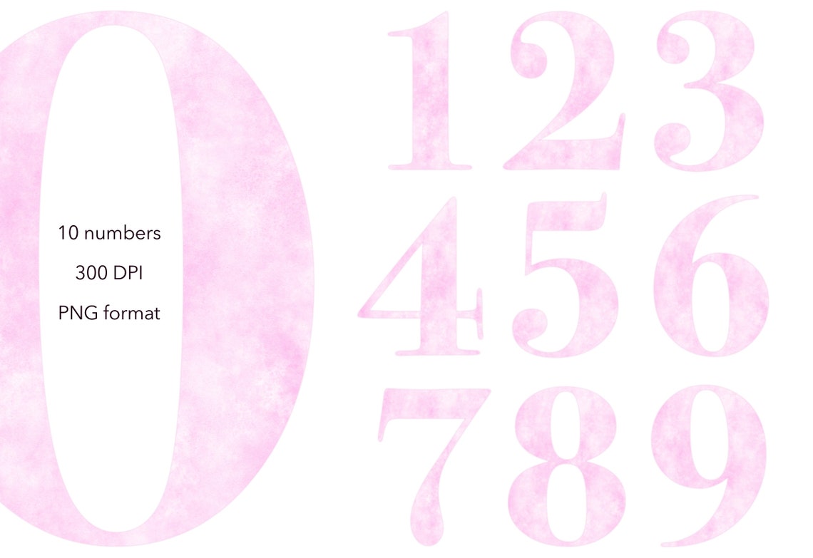 Baby Pink Watercolour Clip Art Numbers, Free Commercial Use, Instant ...