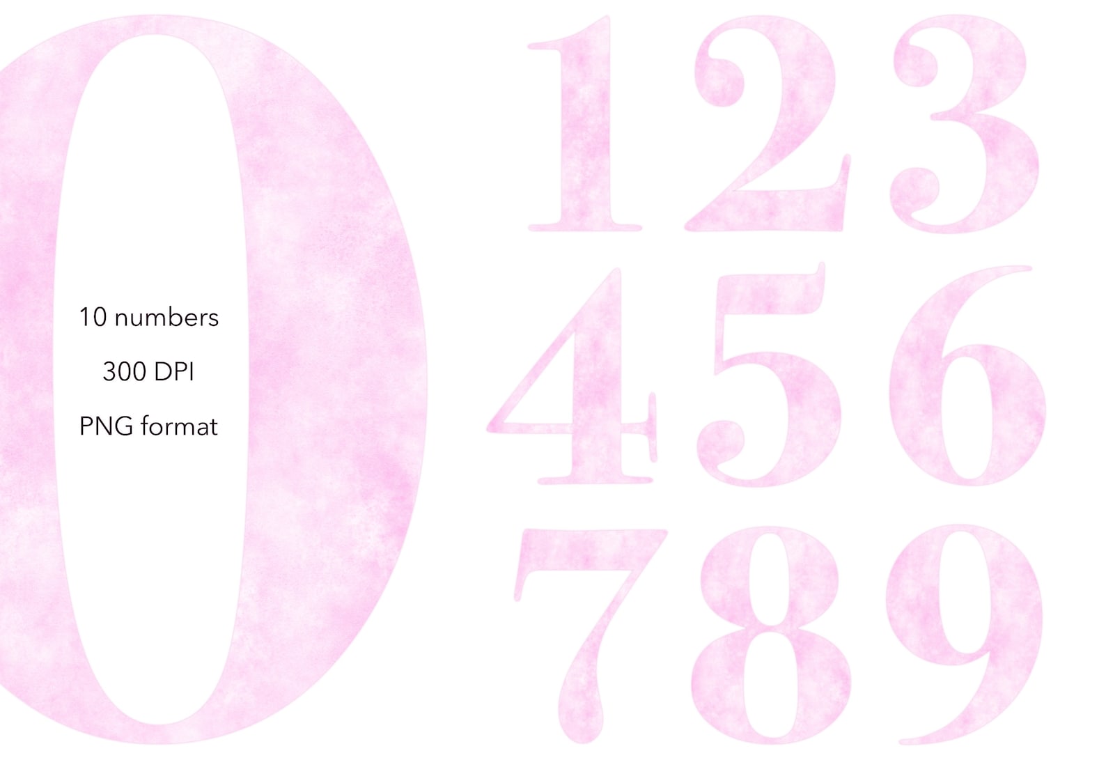 Baby Pink Watercolour Clip Art Numbers, Free Commercial Use, Instant ...