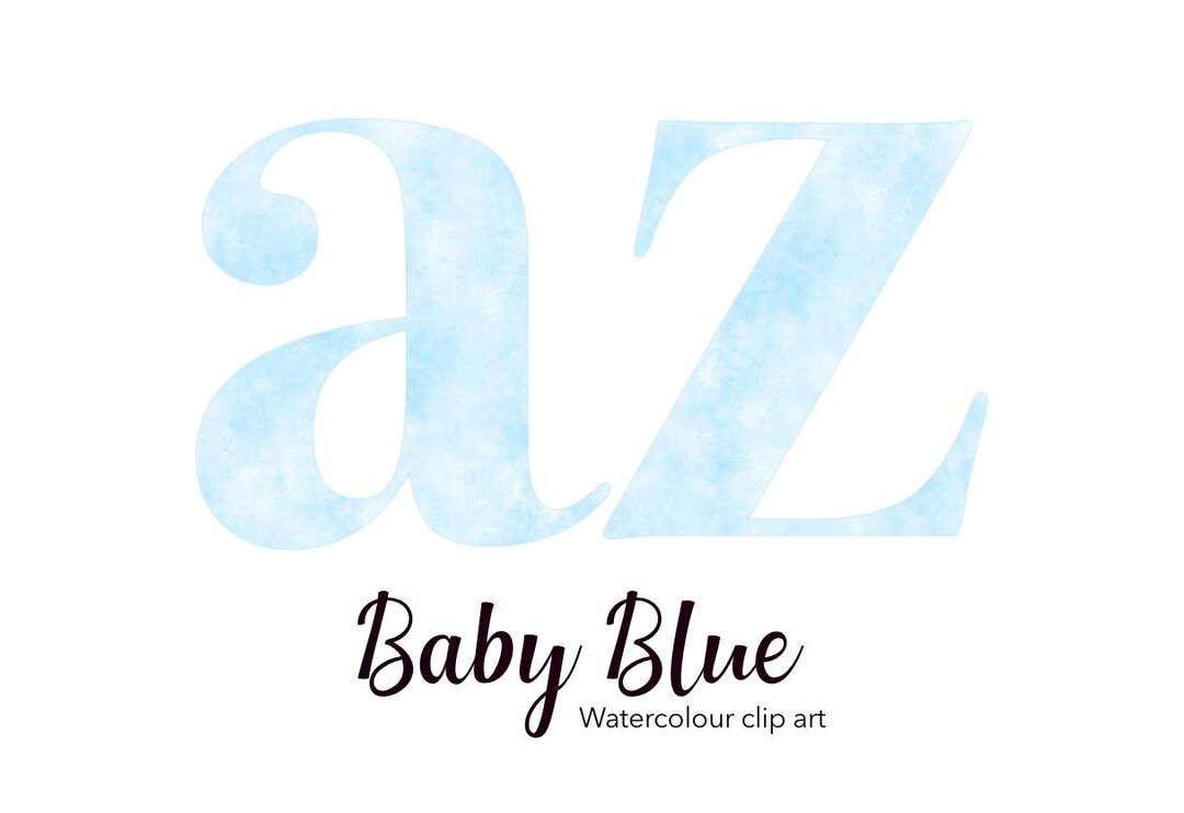 Baby Blue Watercolor Alphabet Clipart: Nursery DIY (digital Download ...