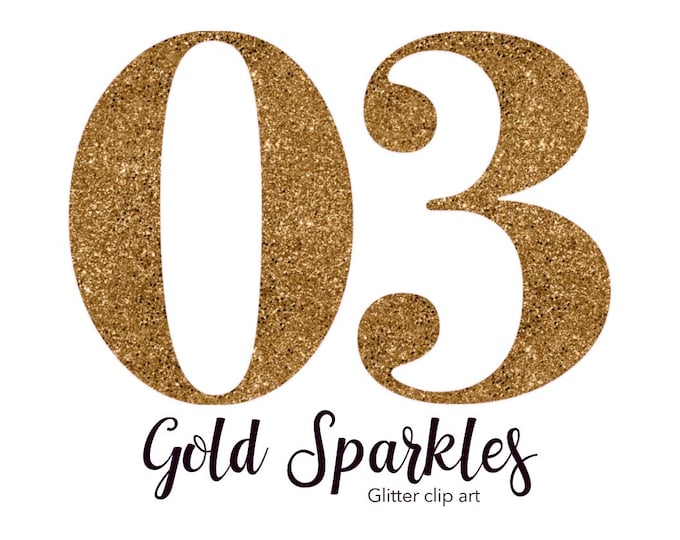 Gold Glitter Numbers Clipart Set / Text Graphics / Faux Sparkle / ABC ...
