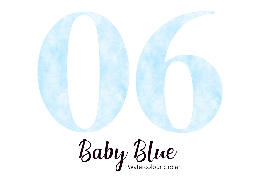 Baby Blue Watercolour Clip Art Numbers, Free Commercial Use, Instant ...