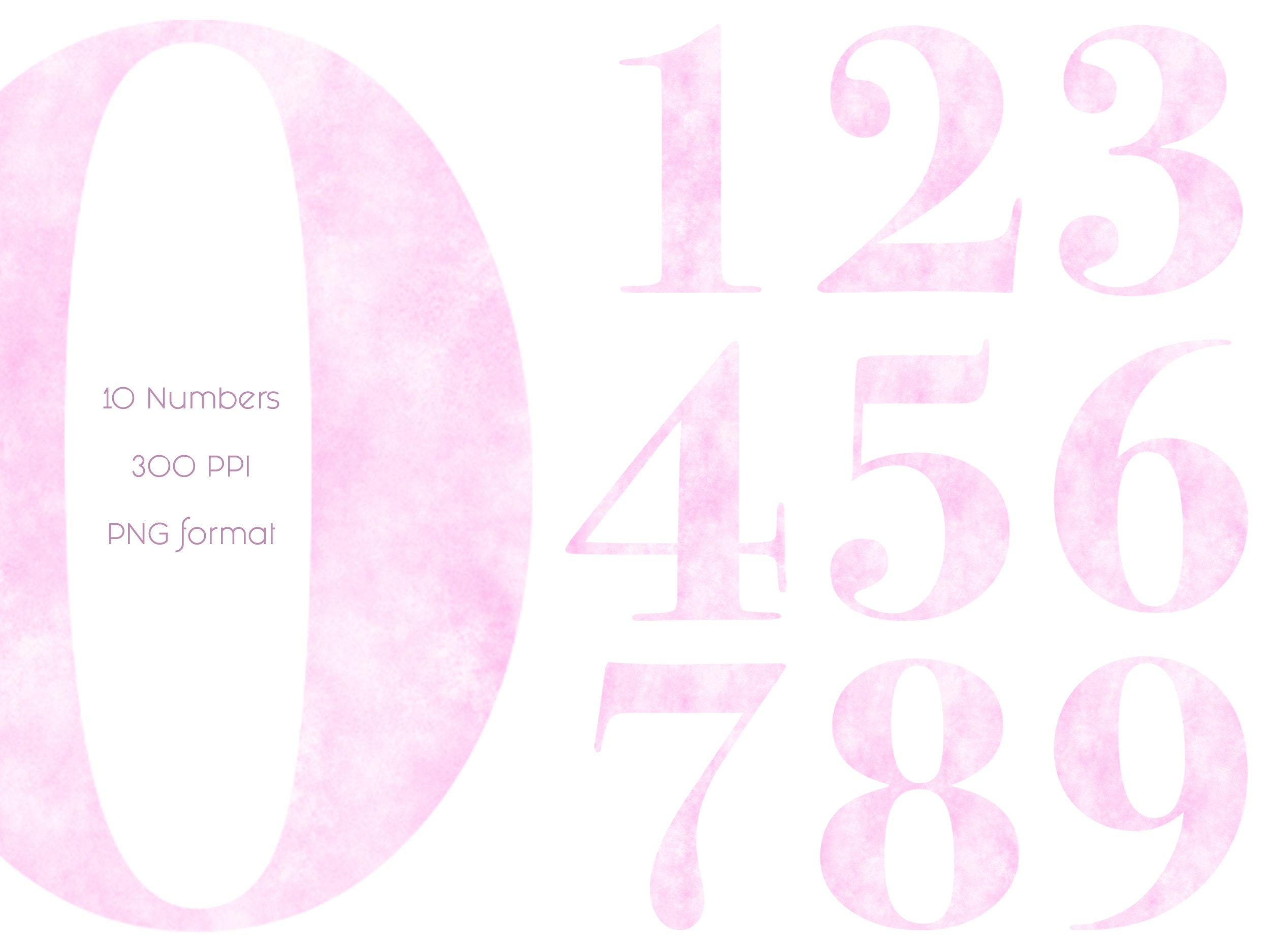 Baby Pink Watercolour Clip Art Numbers Commercial Use - Etsy UK