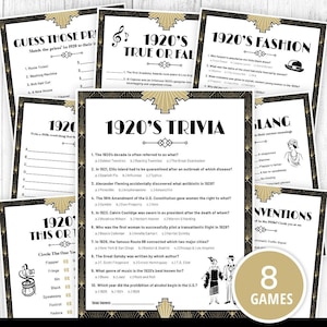 1920s Games Bundle Printable, 1920s Trivia, 1920s Activities, 1920s ...