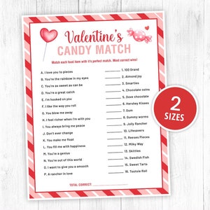 Valentine's Day Candy Match Game, Valentine's Candy Quiz Game ...