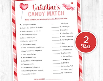 Valentine's Day Candy Match Game, Valentine's Candy Quiz Game ...